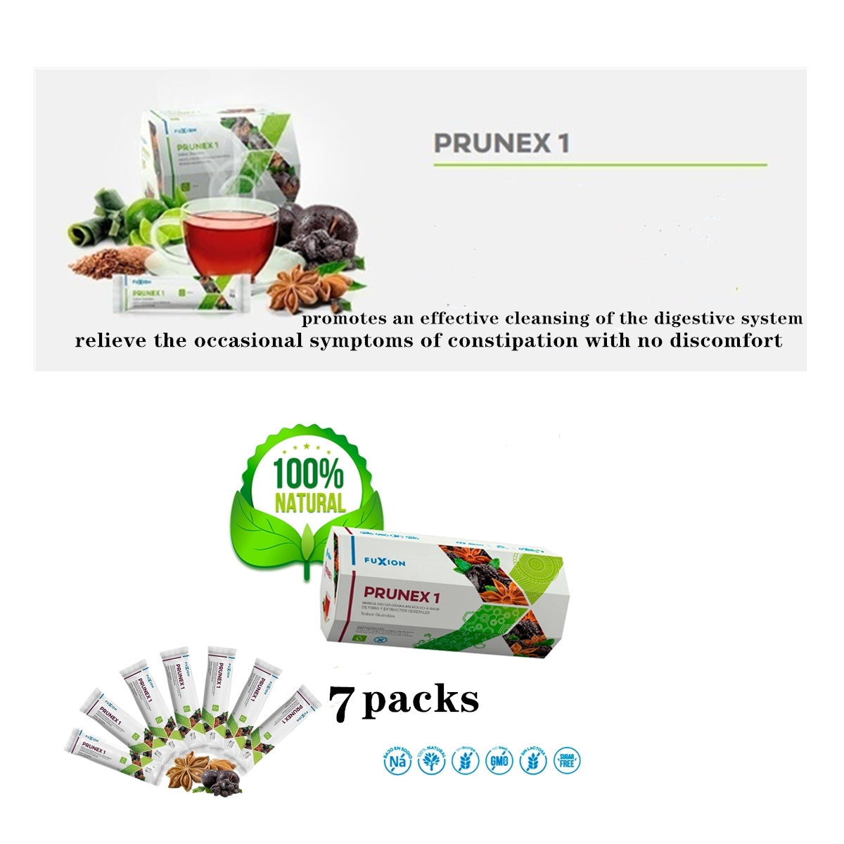 FuXion Prunex 1 Weight Loss Detox Tea Instant w. Fiber Blend For Colon ...